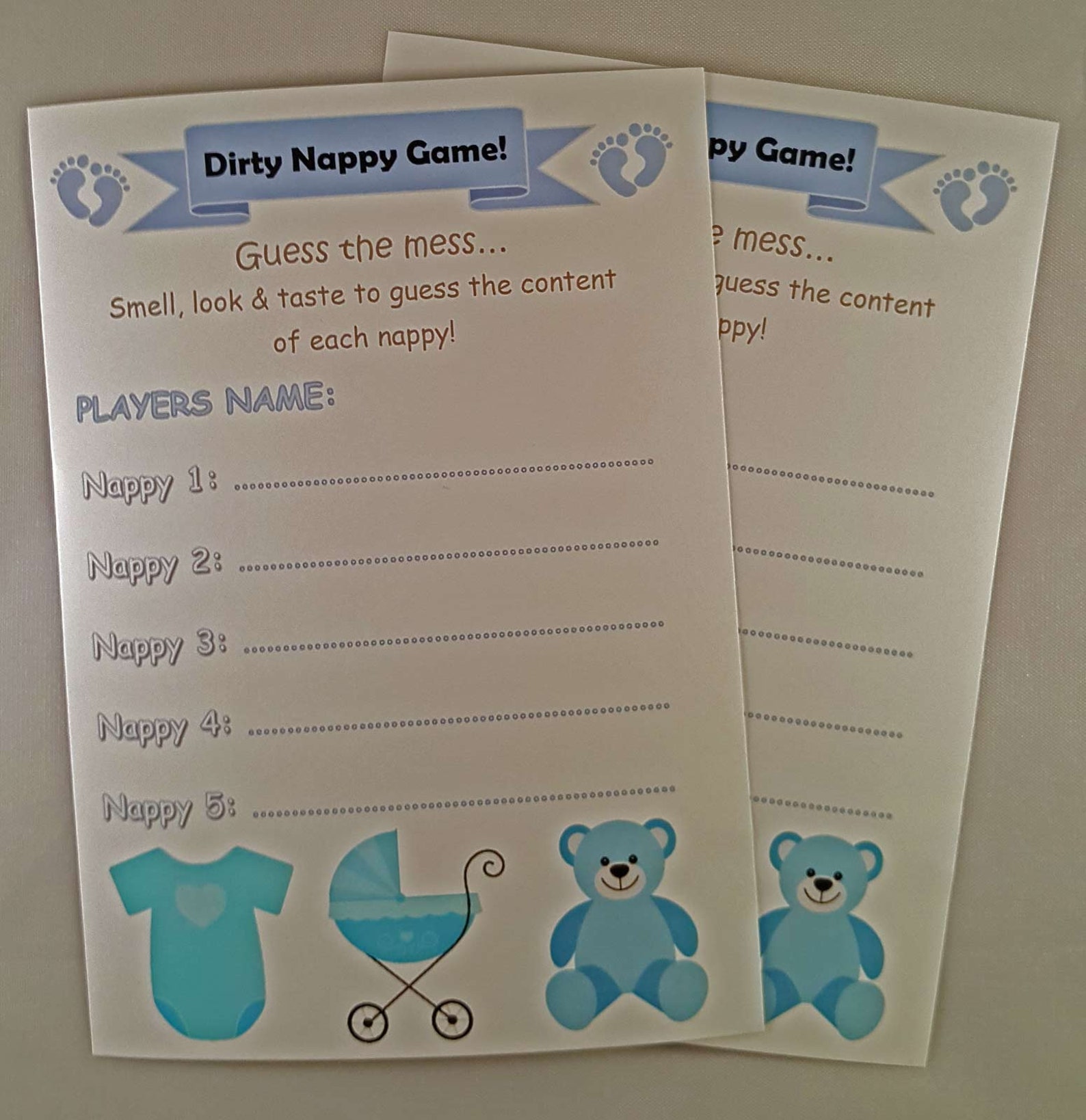 Nappy Baby Shower Game - What's in the Nappy? Pink / Blue / Yellow ...