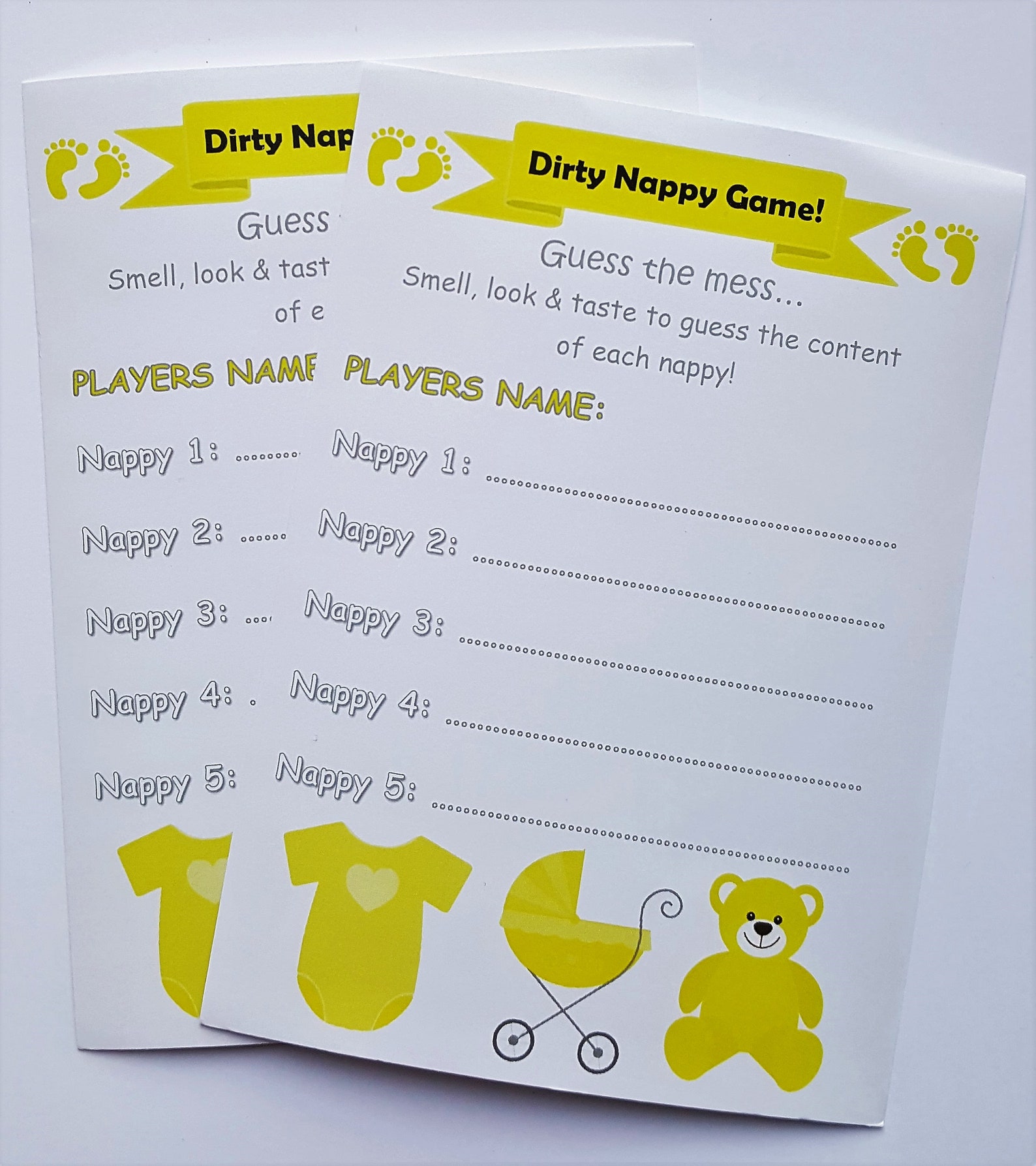 Nappy Baby Shower Game - What's in the Nappy? Pink / Blue / Yellow ...