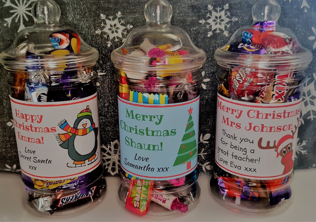 Personalised Christmas Filled Sweets / Chocolate Jar - Gift - Etsy ...