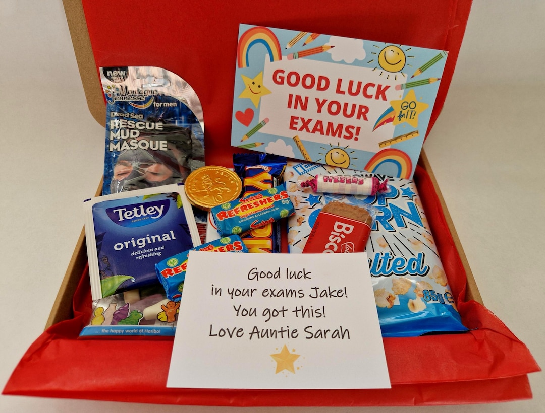 Good Luck Exam Gift Treat Box - Letterbox Box Gift Mini Hamper - SATS ...