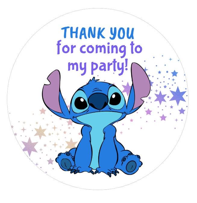 Lilo & Stitch Party Stickers: 40mm Thank You Labels - Sweet Cone ...