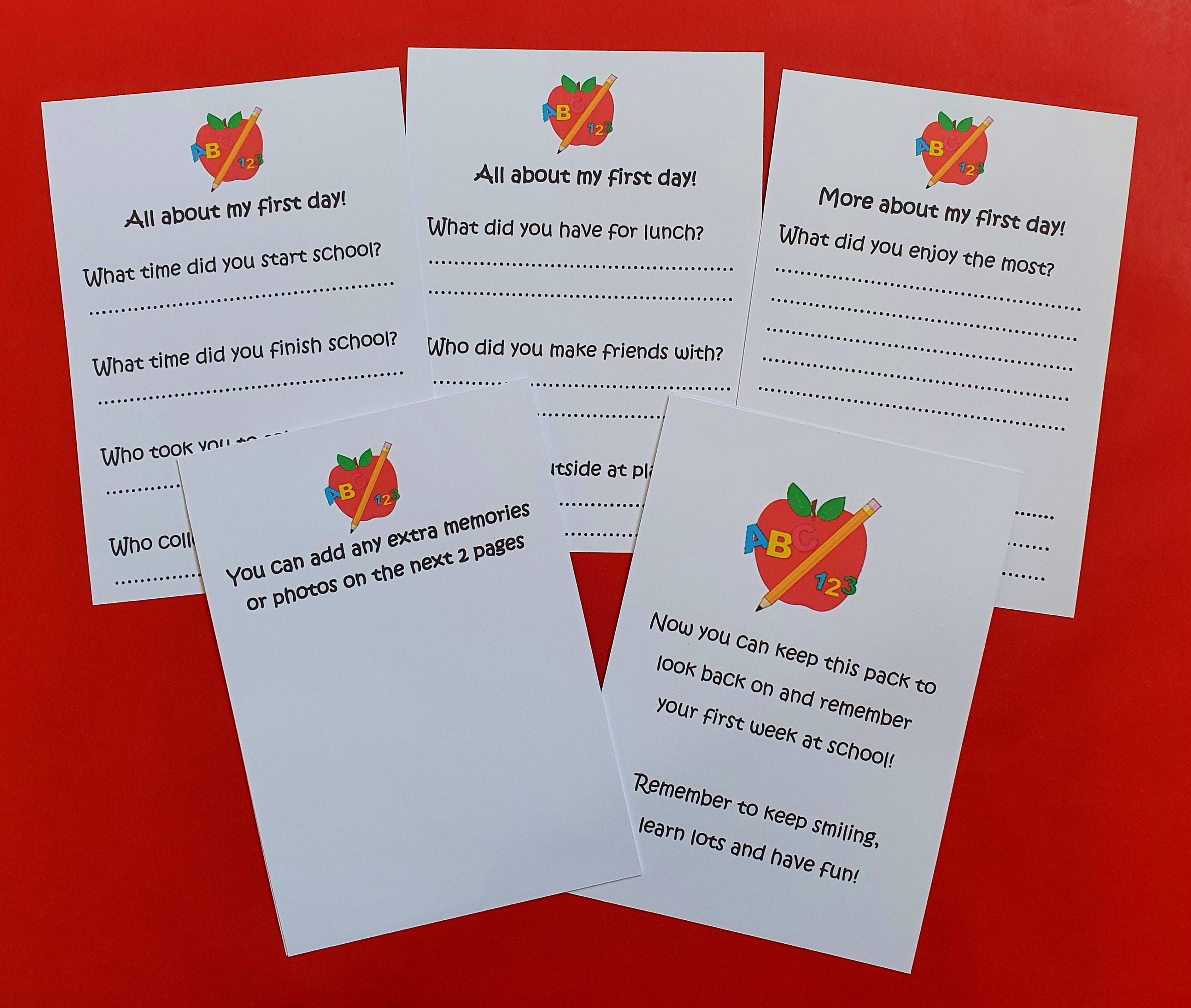 First Week at School Scrapbook Pack Memories Gift A6 or A5 First Day ...