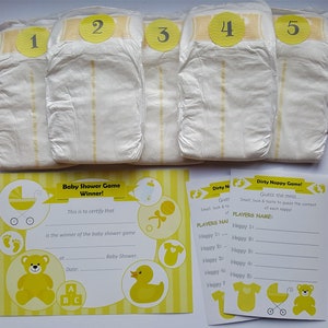 Nappy Baby Shower Game - What's in the Nappy? Pink / Blue / Yellow ...