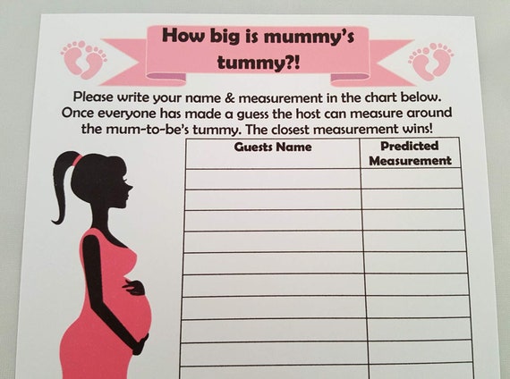 Measure Tummy Mummy Baby Shower Measure Belly Game Set 34 PCS Pink