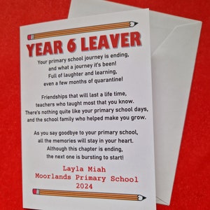 Year 6 Leavers Card / Last Day at Primary / Leaving School Card - Etsy ...