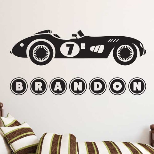 Personalized Name Wall Decal Racing Flags Wall Decal Boys Kids | Etsy