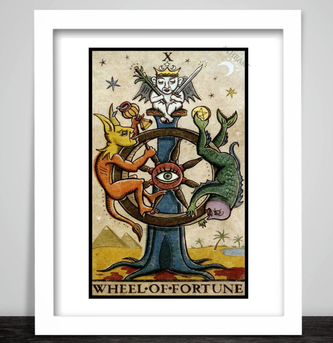 Tarot Card Wheel of Fortune Poster Print. Vintage Art Design Scary ...