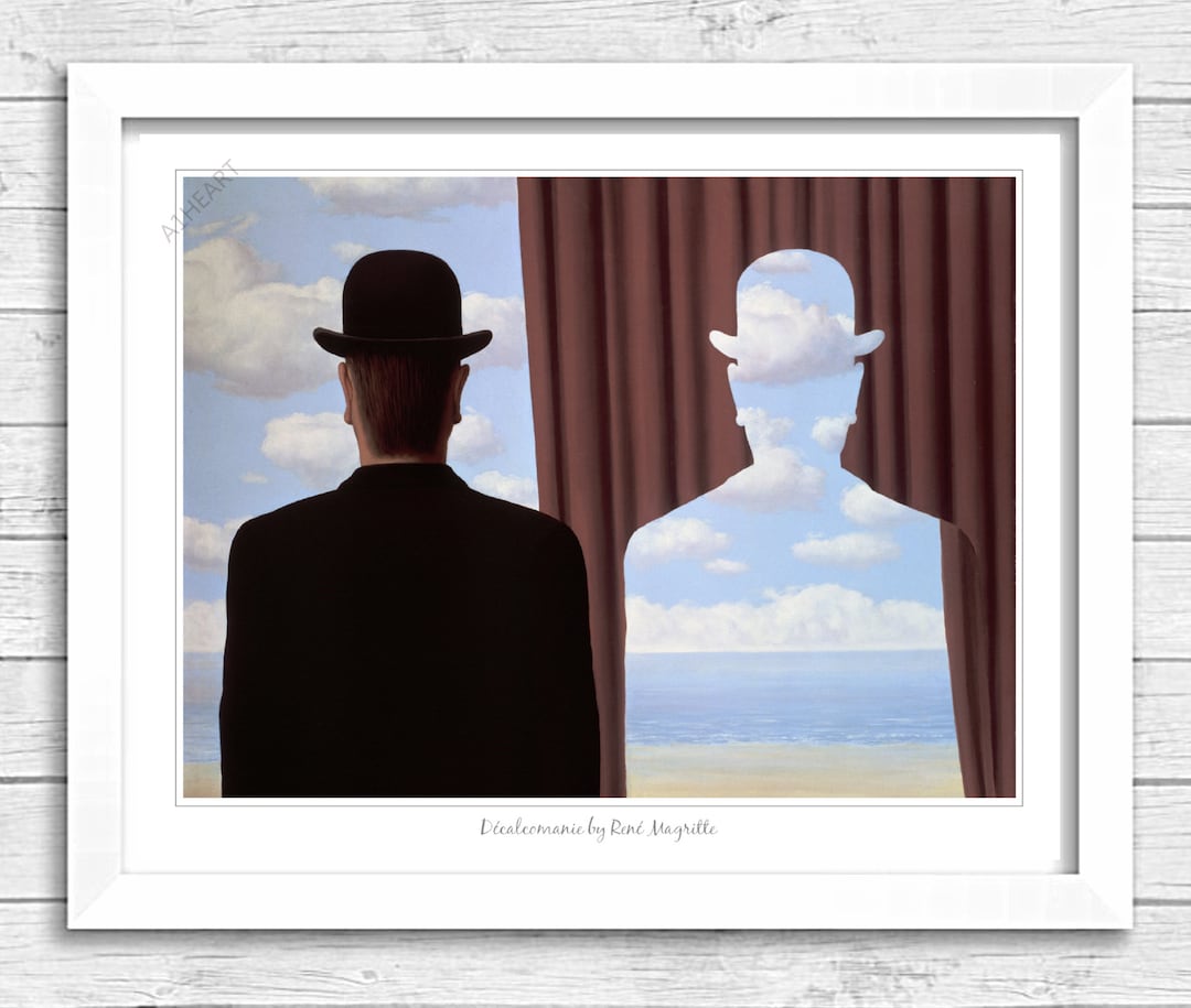 Décalcomanie by René Magritte Poster Print. Two Men in a Bowler Hat ...