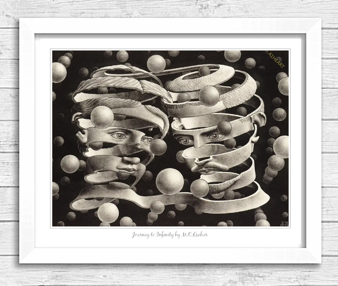Journey to Infinity by M.C. Escher Poster Print. Man and Woman Optical ...