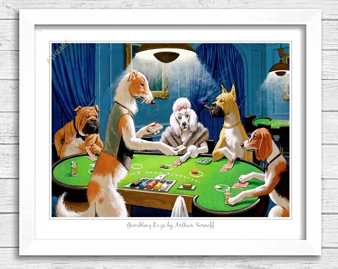 Gambling Dogs by Arthur Sarnoff Poster Print. Dog Lover Gift Present ...