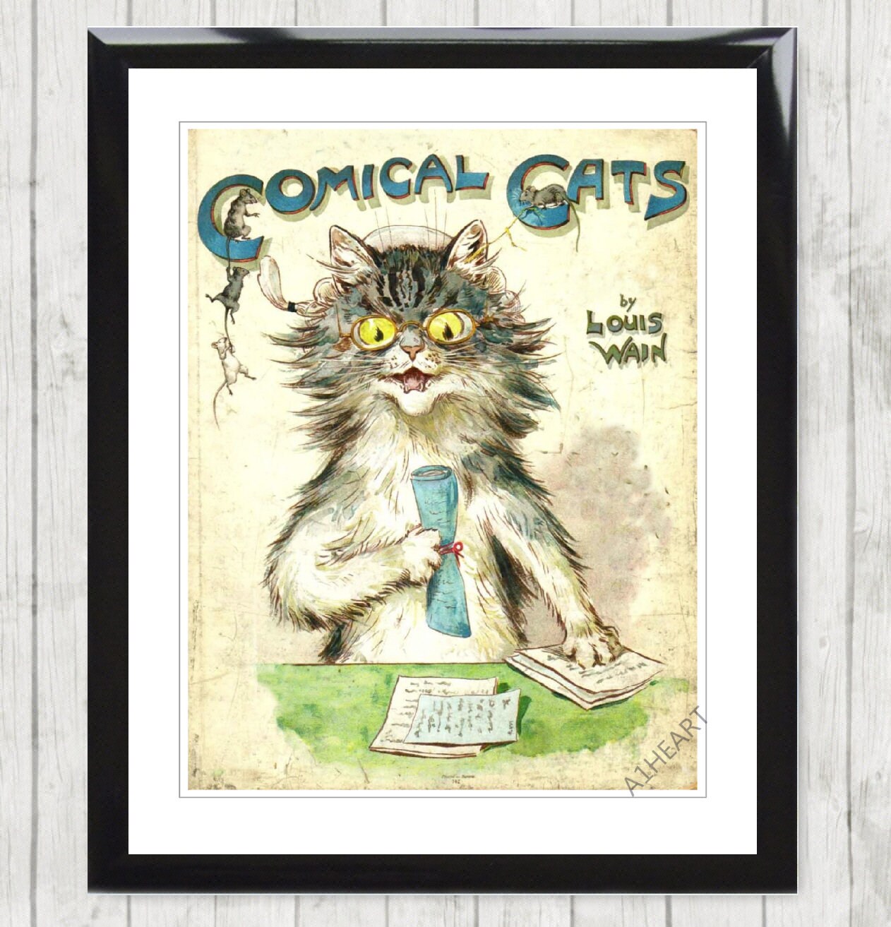 Comical Poster by Louis Wain Poster Print. Crazy Cat Lover Gift Feline ...