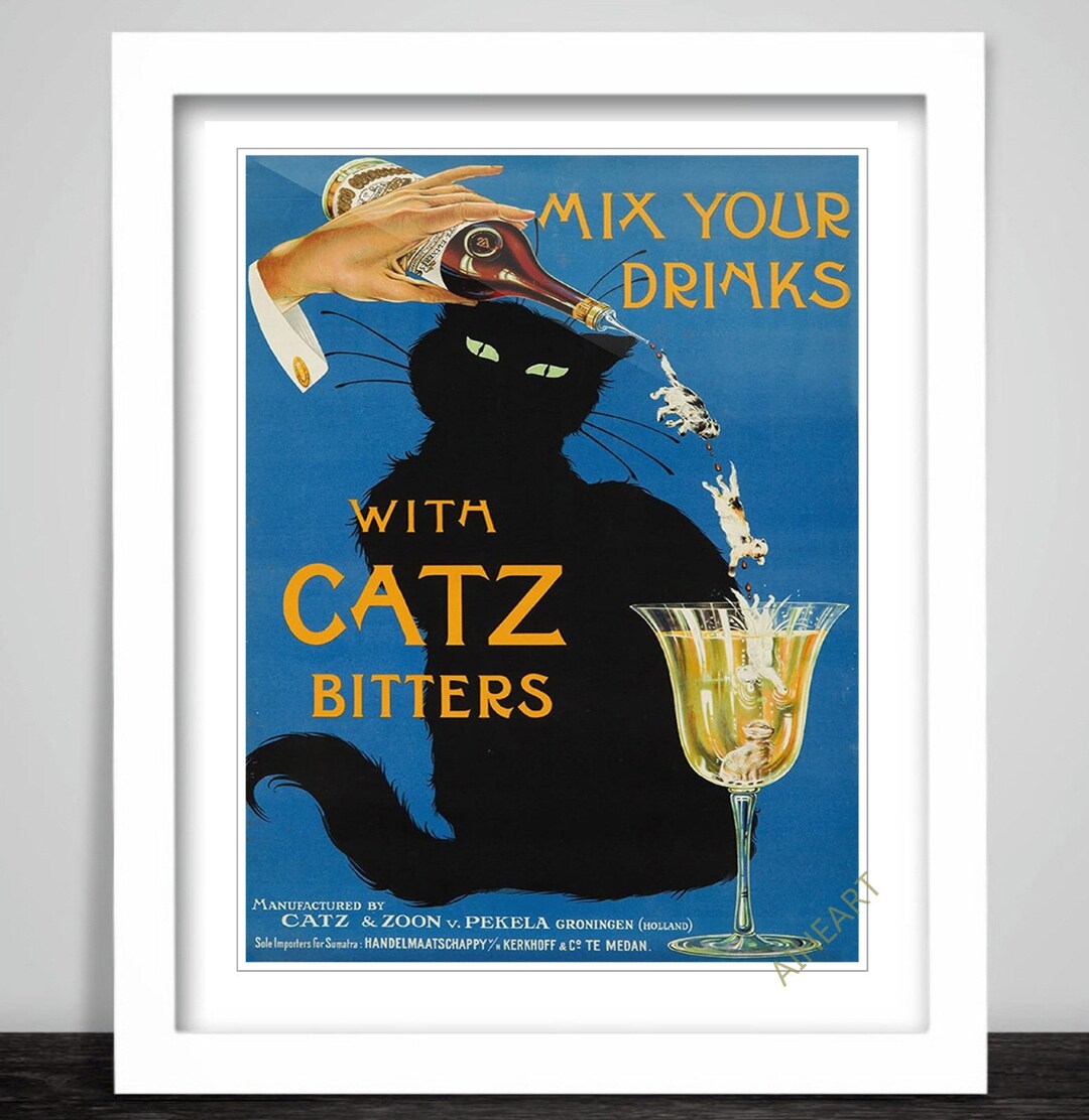 Black Cat Poster Art Print. Catz Bitter Alcohol Booze Beer. Mix Your ...