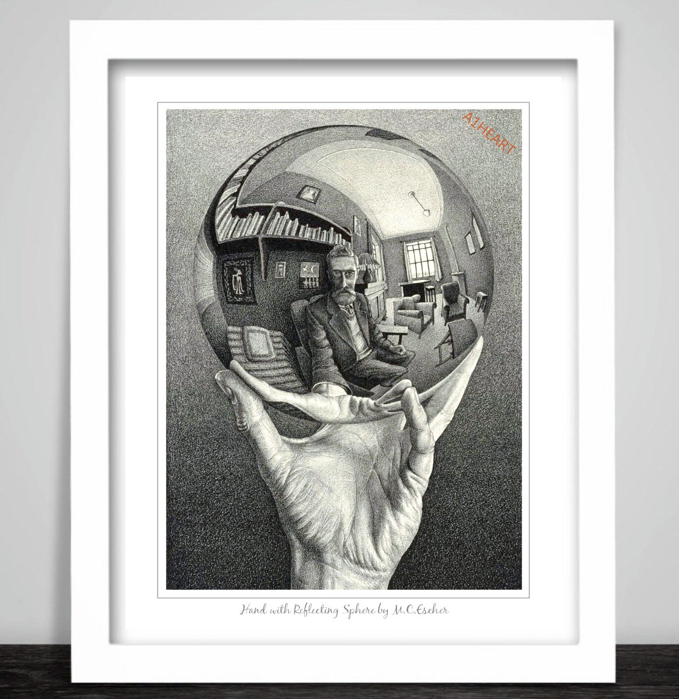 Reflecting Sphere by M.C. Escher Poster Print. Man and Woman - Etsy