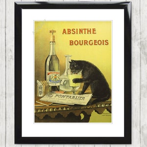 Poster Art Print Absinthe Black Cat . French Alcohol Booze Advert. Cat ...