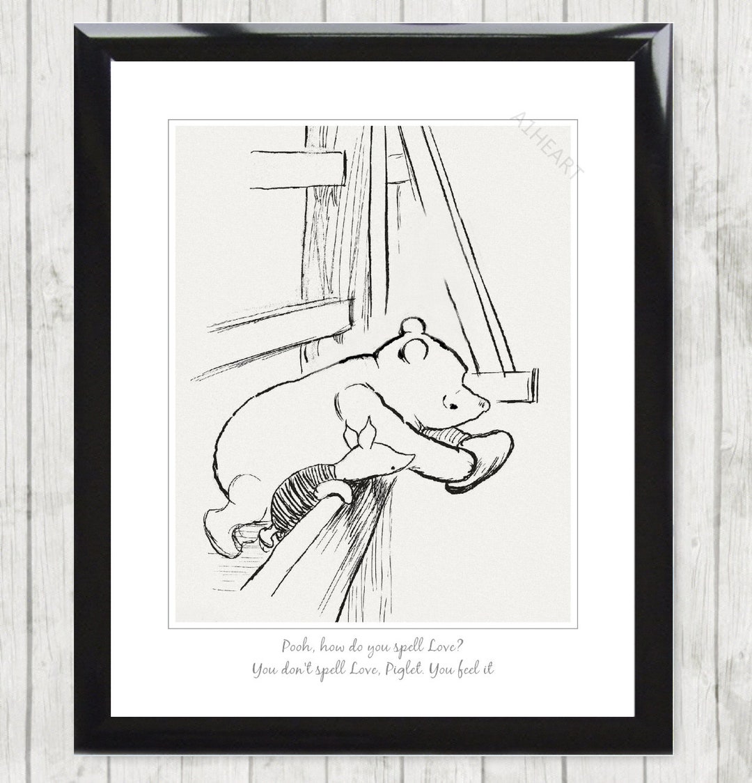 Winnie the Pooh and Piglet Print Poster, How Do You Spell Love, Eeyore ...