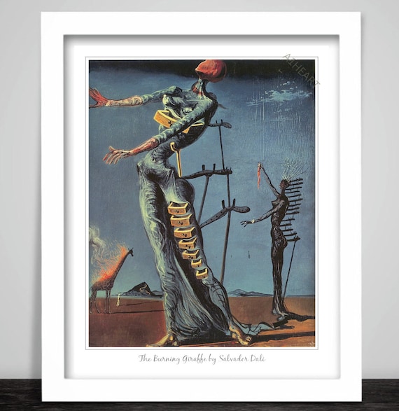 The burning giraffe by Salvador Dali Print Poster. Giant Red | Etsy