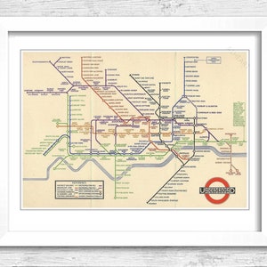 London Underground Tube Map 1933 Poster. Vintage Subway Trains Railway ...