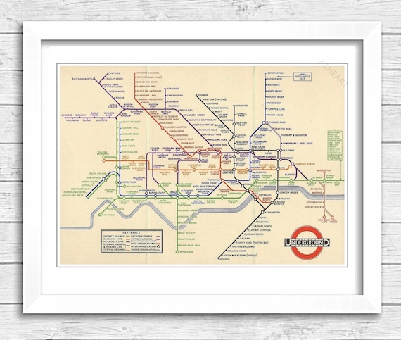 London Underground Tube Map 1933 Poster. Dutch Painter. | Etsy