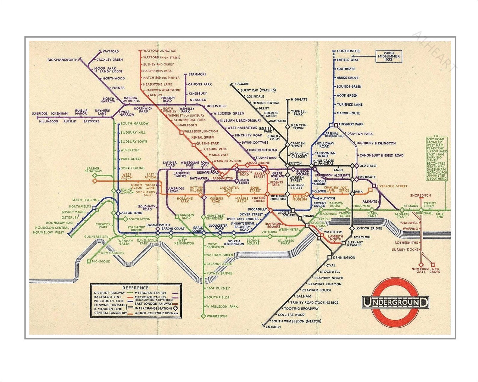 London Underground Tube Map 1933 Poster. Dutch Painter. | Etsy