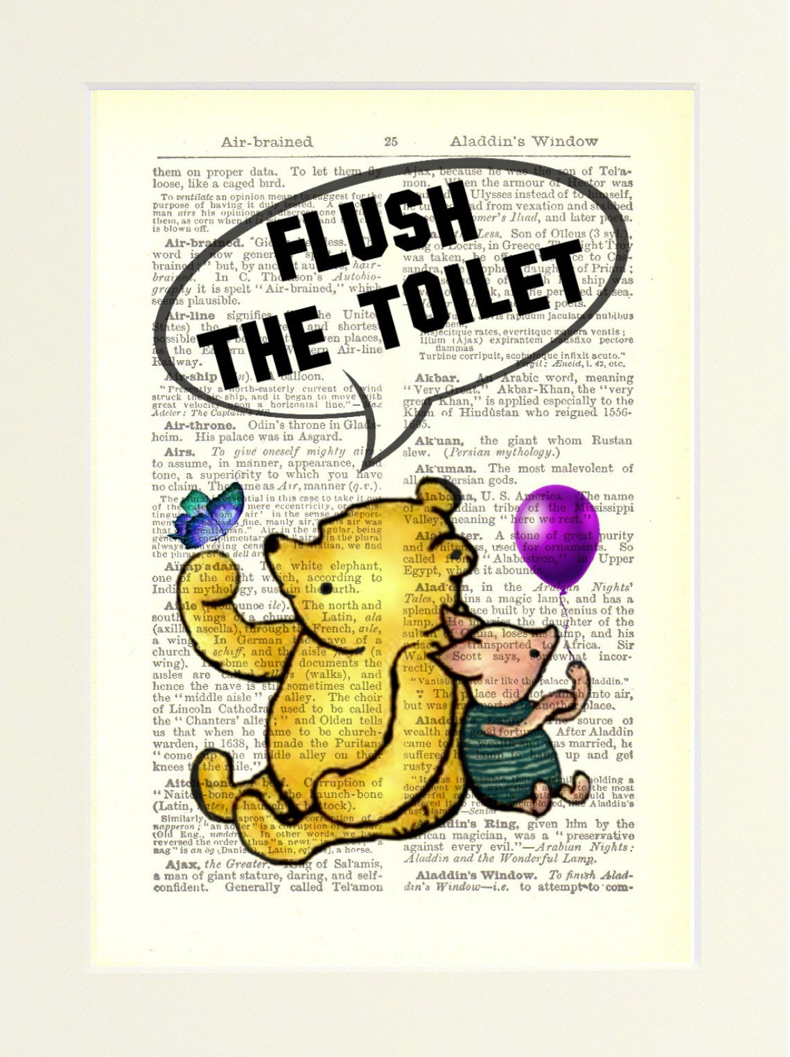 Winnie the Pooh Funny Bathroom Loo Sign Poster Flush the - Etsy UK