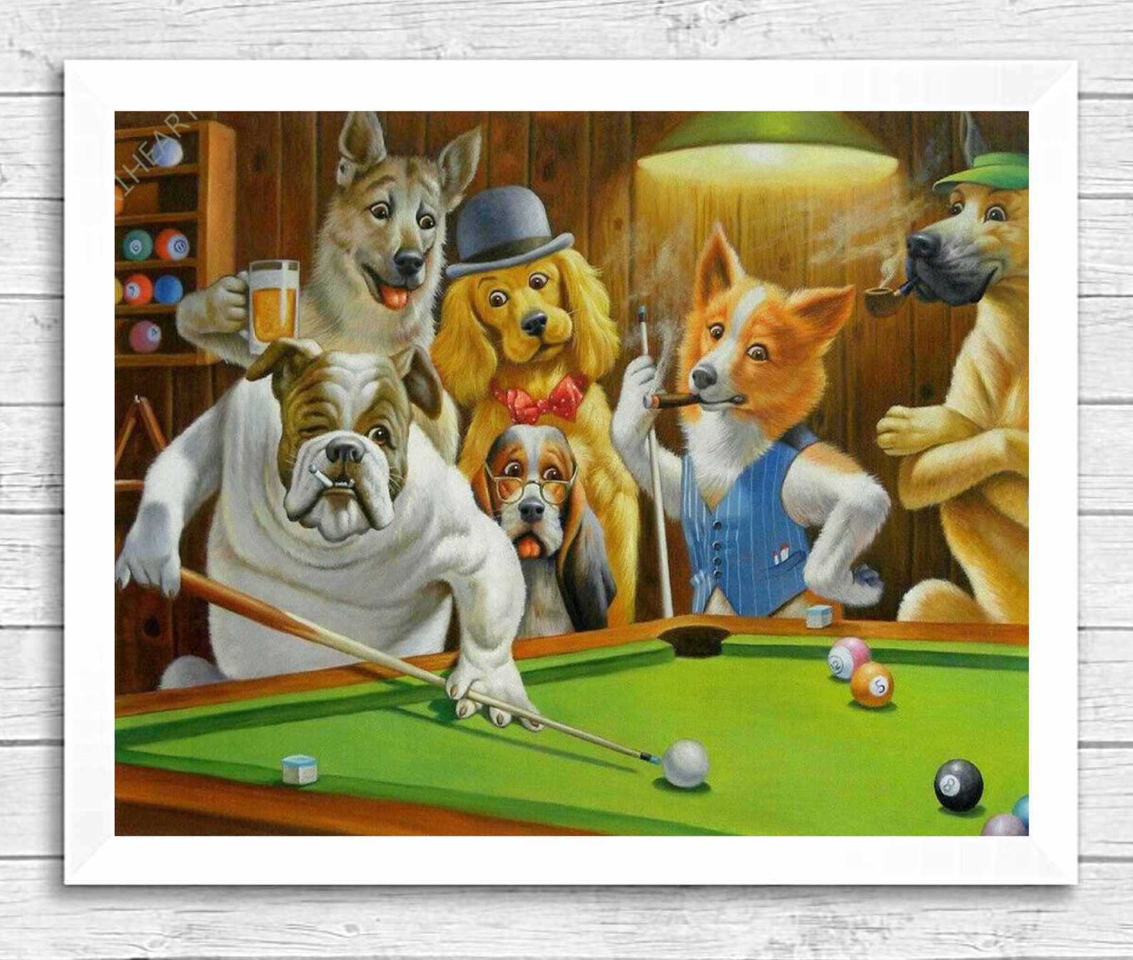 Dogs Playing Pool Snooker Poster Art. Fox With Billiard Cue - Etsy UK