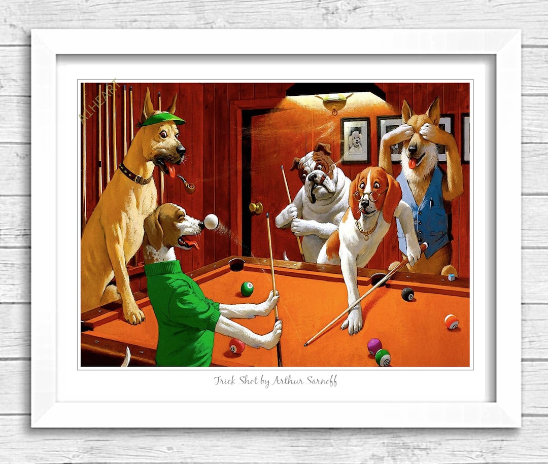 Trick Shot by Arthur Sarnoff Poster Print. Dog Lover Gift Present. Dogs ...