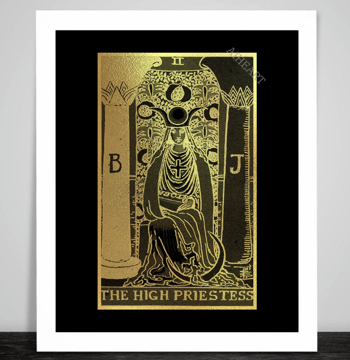 Framed Art Print Tarot Trump Card The High Priestess with Gold | Etsy