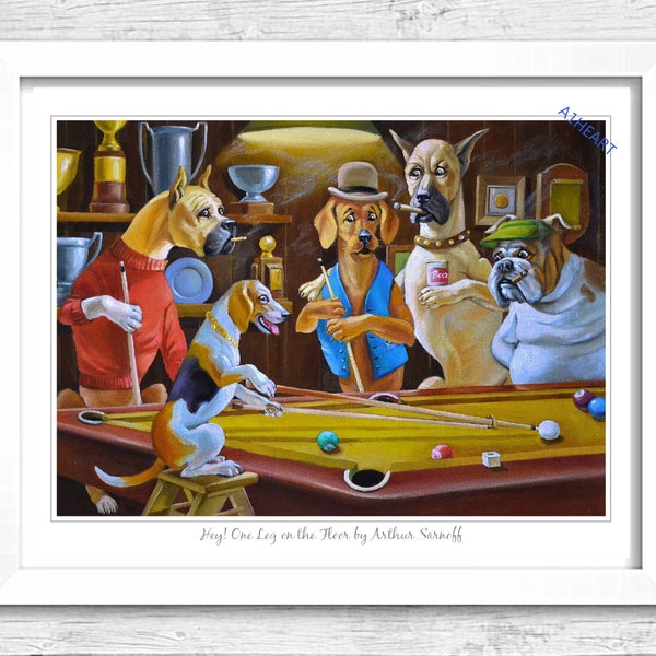 Dogs Playing Pool Poster - Etsy Ireland