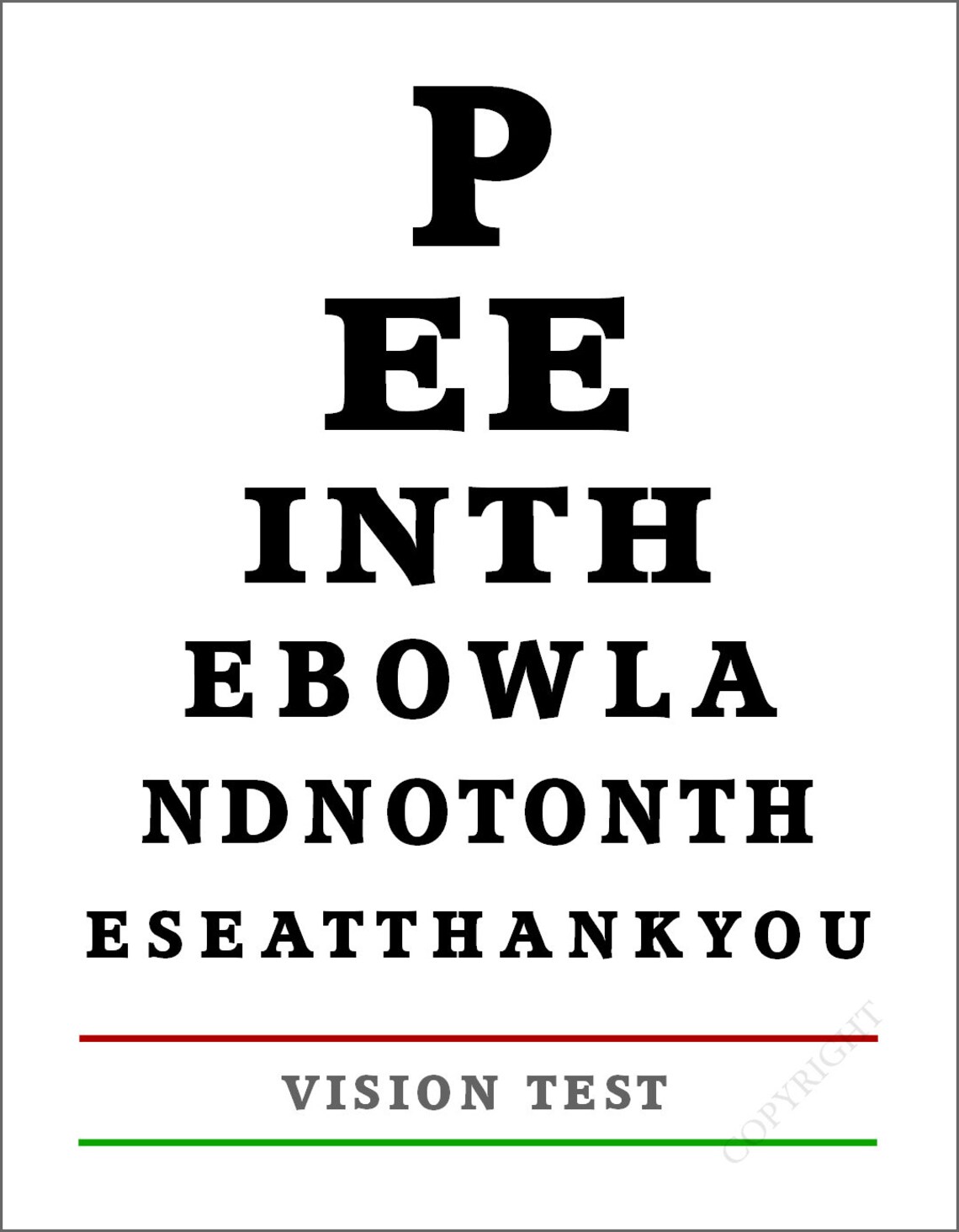 A Funny Witty Eye Chart for Loo Toilet Bathroom. Pee in the - Etsy UK