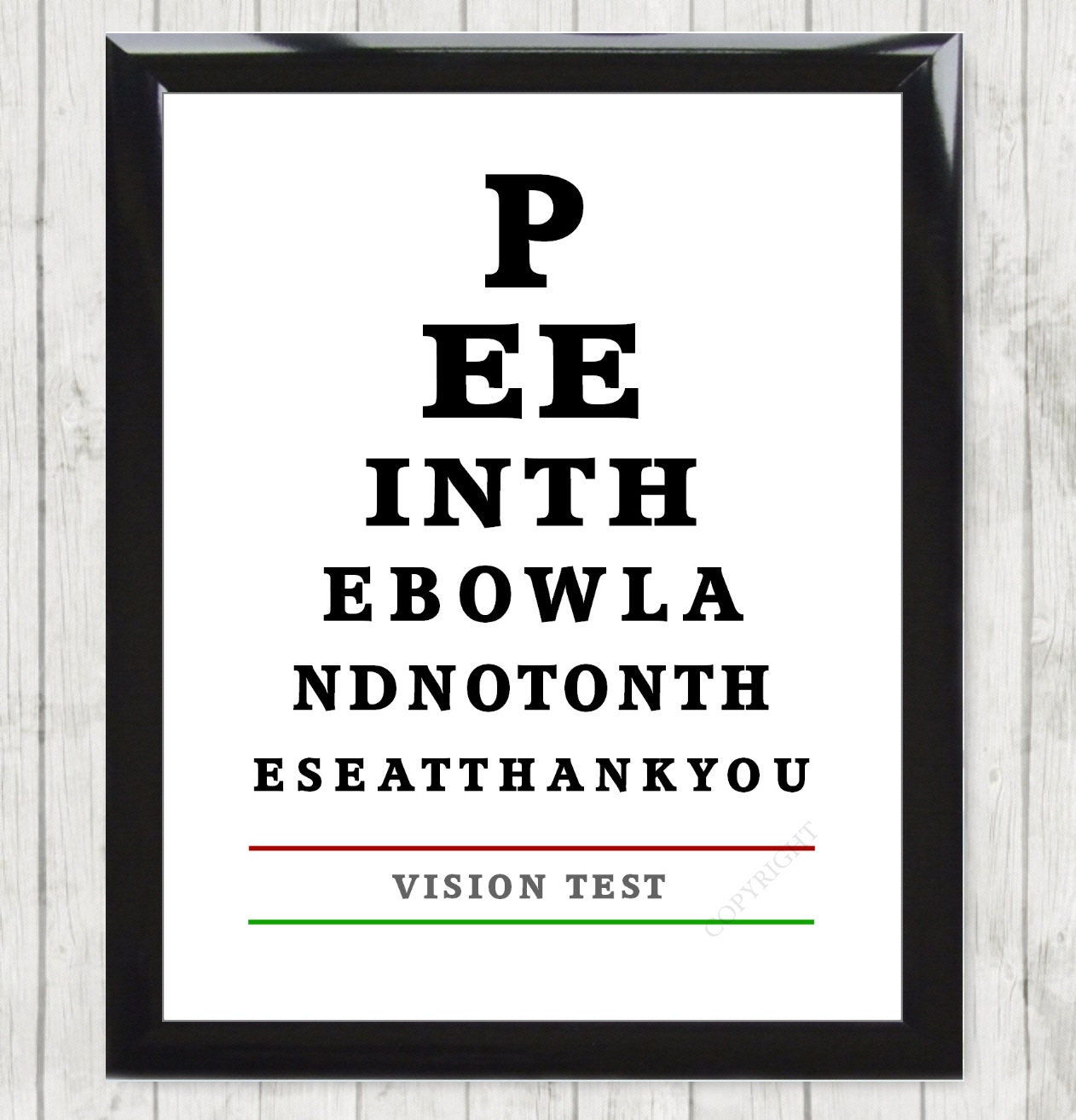 A Funny Witty Eye Chart for Loo Toilet Bathroom. Pee in the - Etsy UK