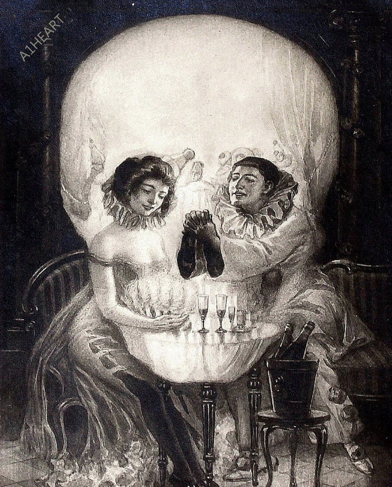 Framed Art Print Skull Gothic Optical Illusion as Salvador Dali. French ...