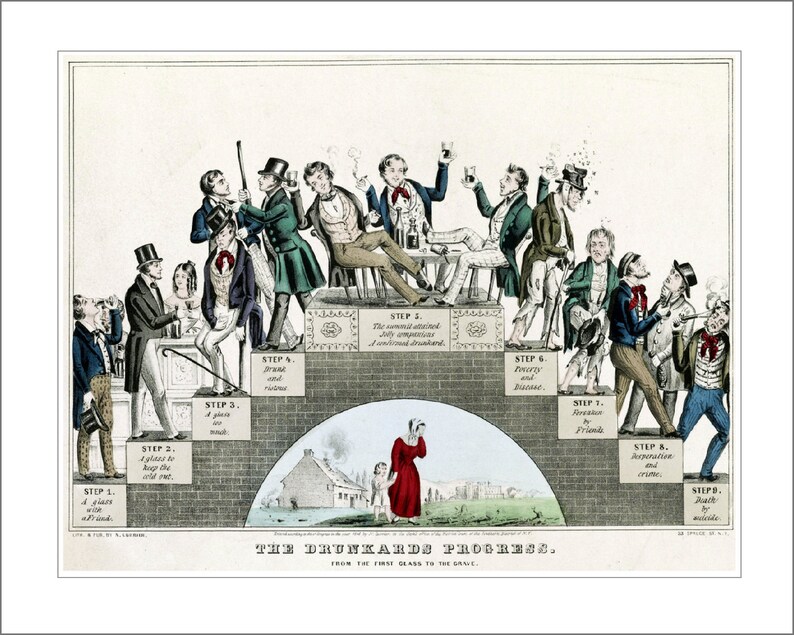 Art Print the Drunkards Progress by Nathaniel Currier 1846. - Etsy