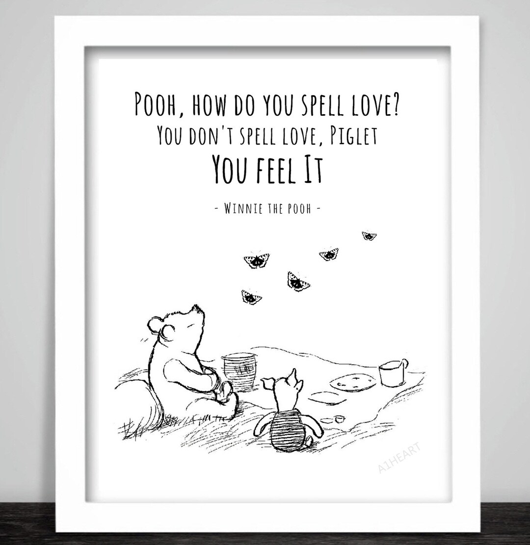 Winnie the Pooh and Piglet Print Poster, How Do You Spell Love. Eeyore ...