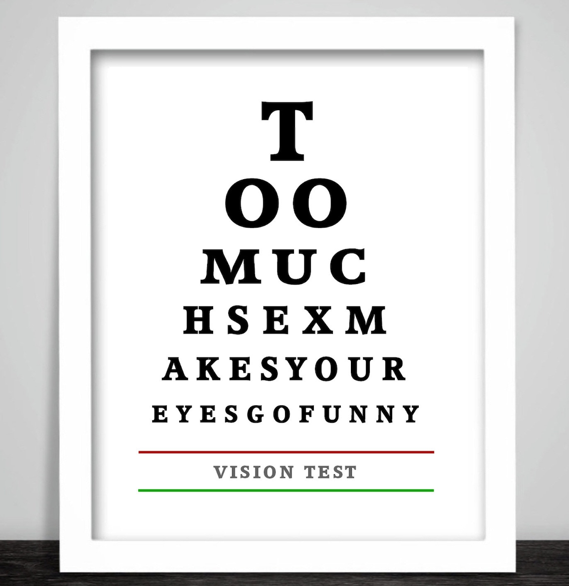 A Funny Eye Chart. Toilet Bathroom Print Poster. Optician Vision Test ...