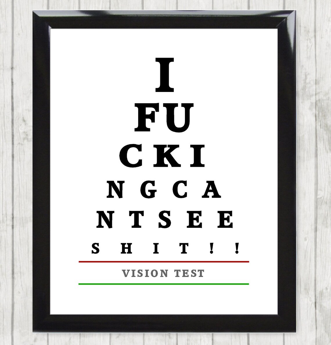 Funny Eye Chart. A Rude Print Poster. Optician Glasses Vision | Etsy UK