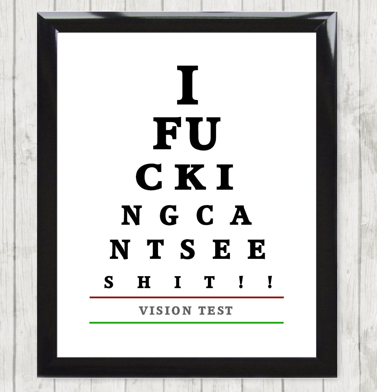 Funny Eye Chart. A Rude Print Poster. Optician Glasses Vision | Etsy UK