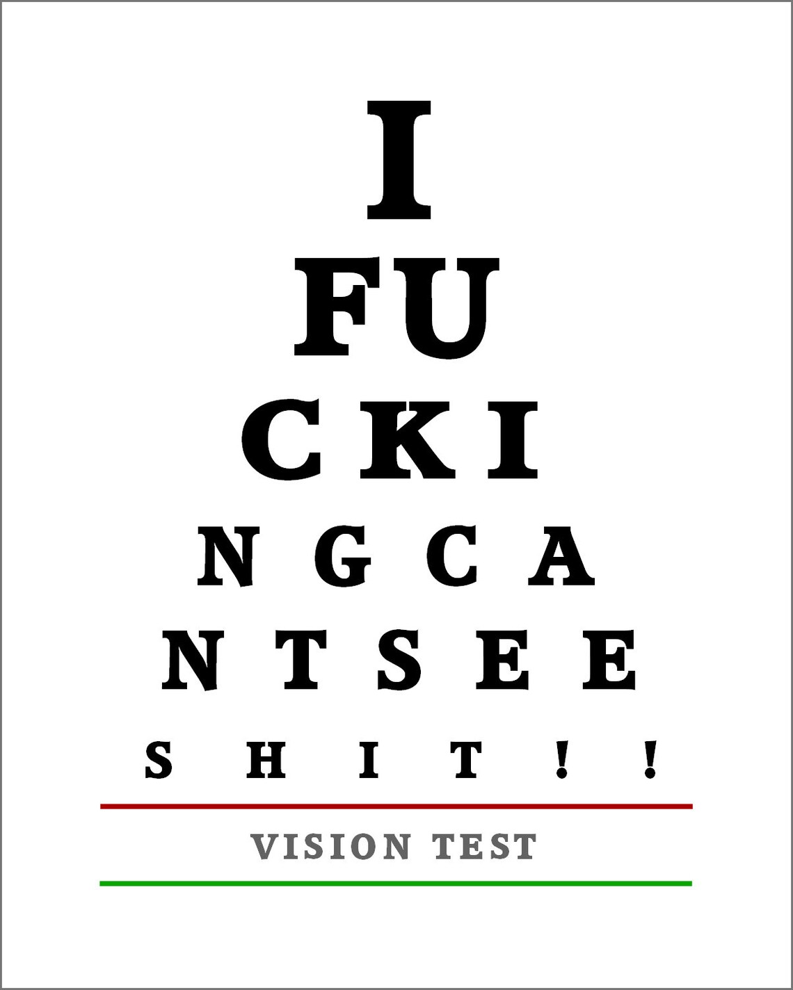 Funny Eye Chart. A Rude Print Poster. Optician Glasses Vision | Etsy UK