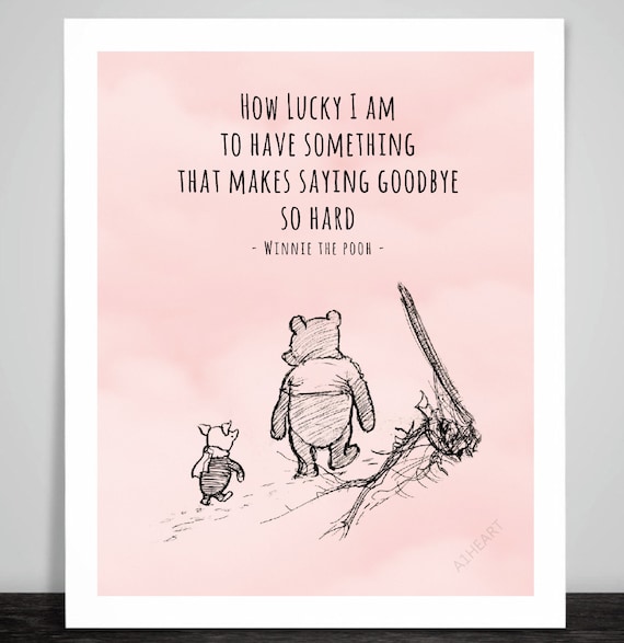 Winnie the Pooh and Piglet Pink Print Poster How Lucky I Am - Etsy
