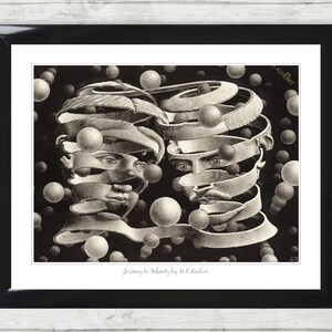 Journey to Infinity by M.C. Escher Poster Print. Man and Woman Optical ...