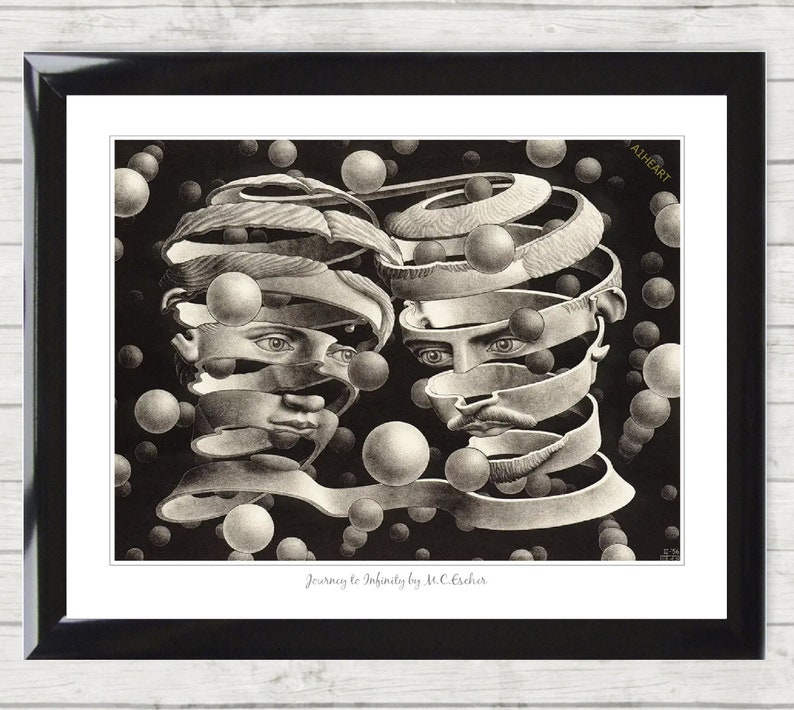 Journey to Infinity by M.C. Escher Poster Print. Man and Woman Optical ...