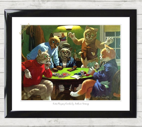 Cats Playing Card Games Poster Print. Betting for Money. - Etsy