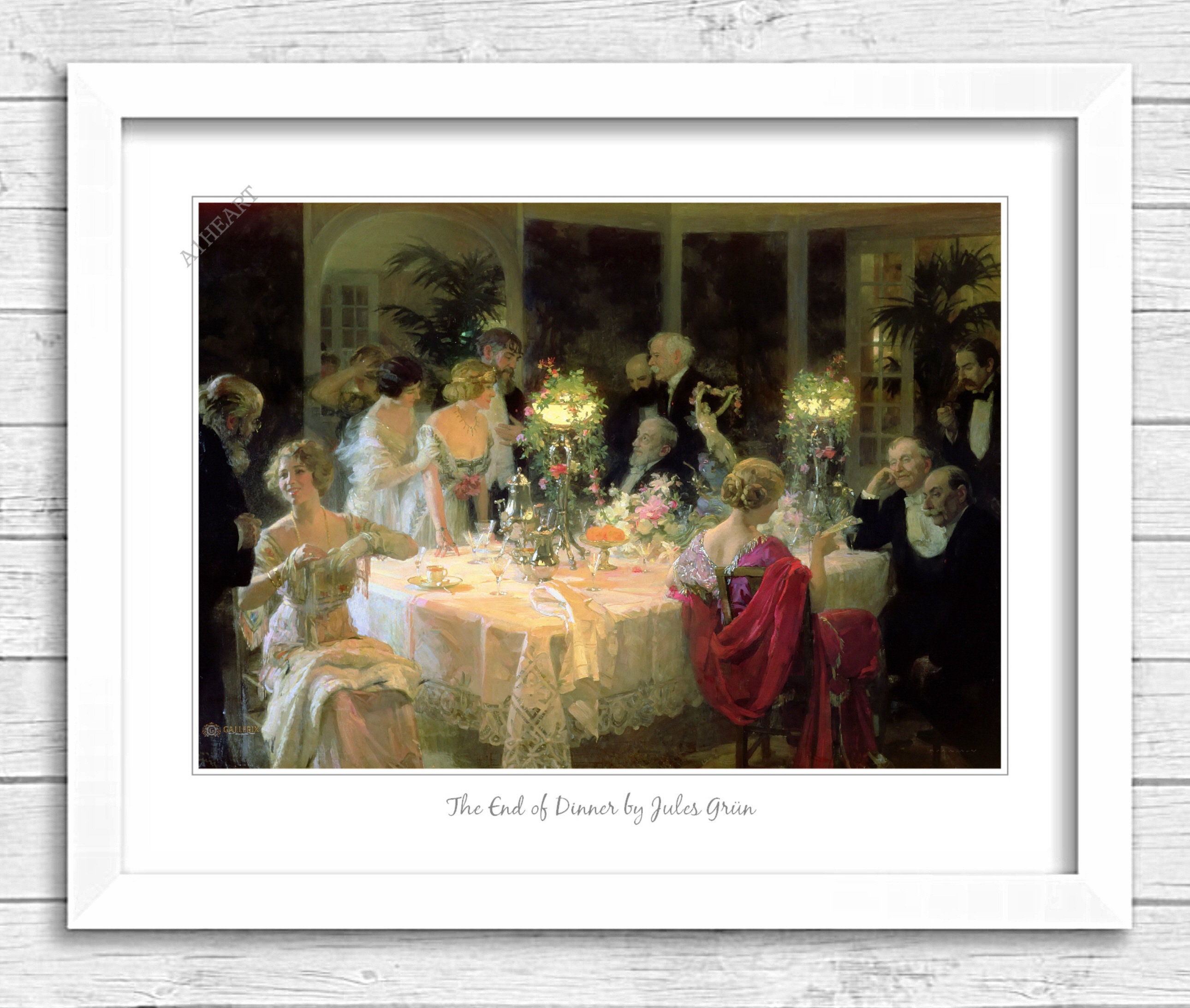Jules Grun the End of Dinner. the Dinner Party Painting. French Pre ...