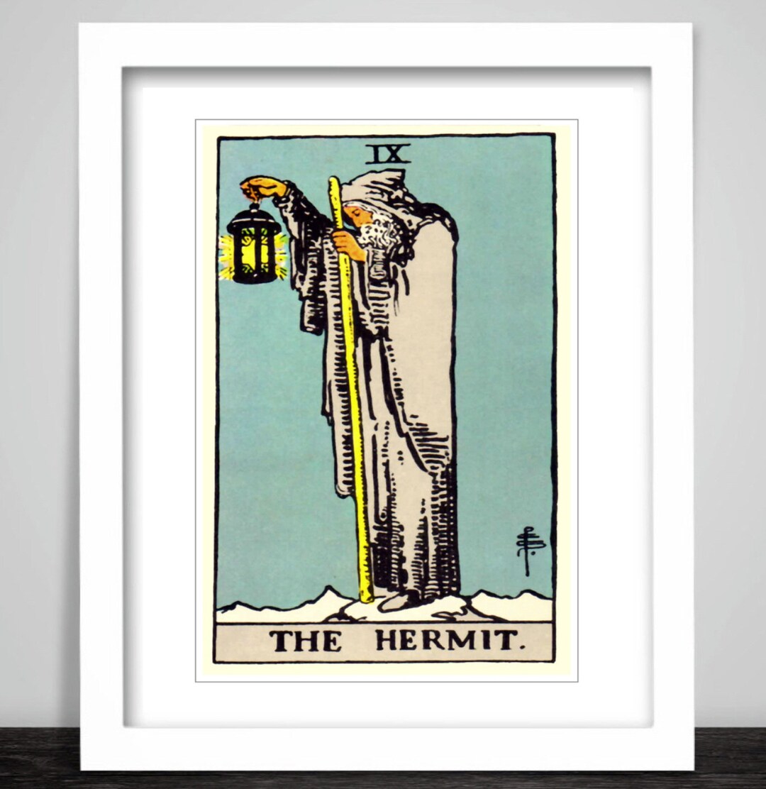 Framed Art Print Tarot Card the Hermit. Solitude Withdrawn Meditate ...