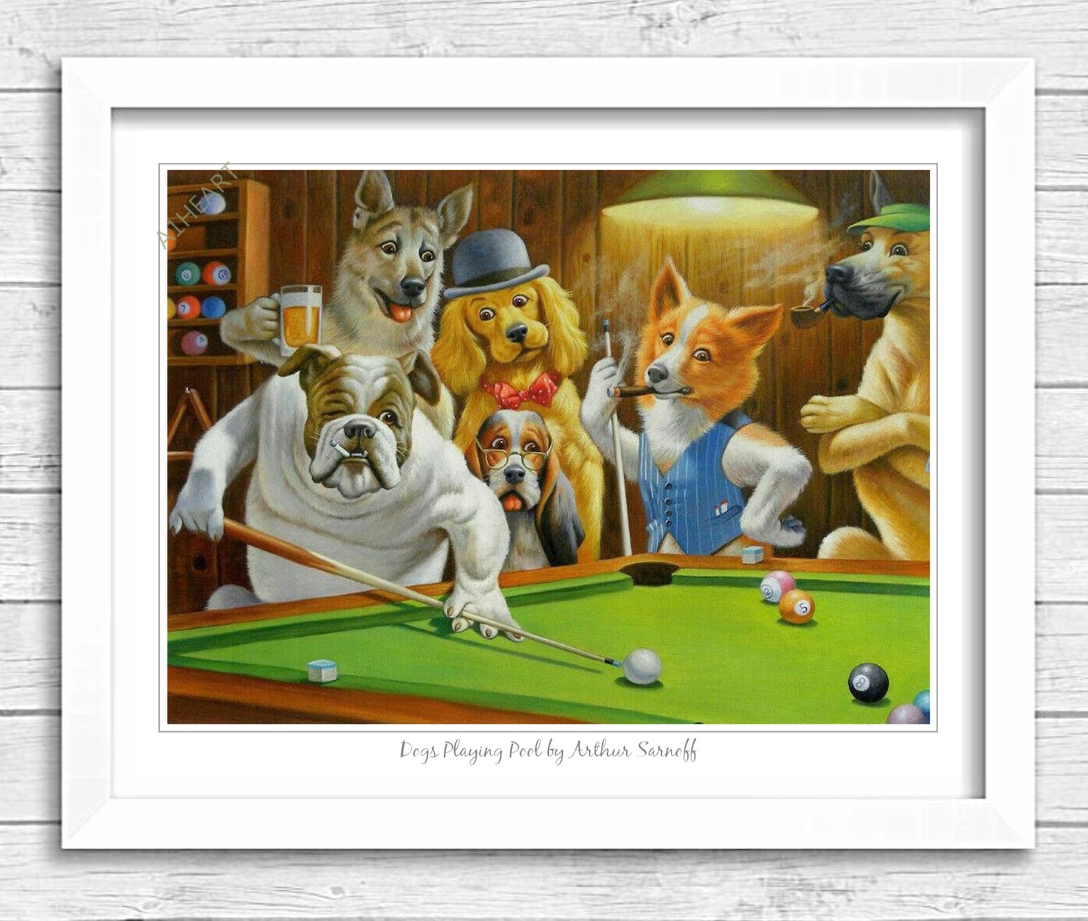 Dogs Playing Pool Snooker Poster Art. Fox With Billiard Cue - Etsy UK
