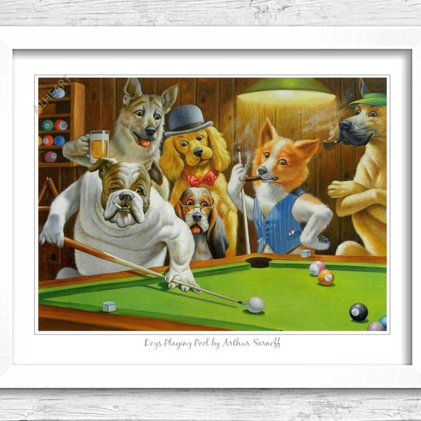 Dogs Playing Pool - Etsy