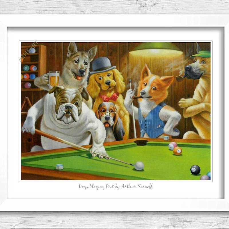 Dogs Playing Pool - Etsy