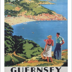 Framed Vintage Art Print Guernsey Tourist Advert High Resolution Poster ...
