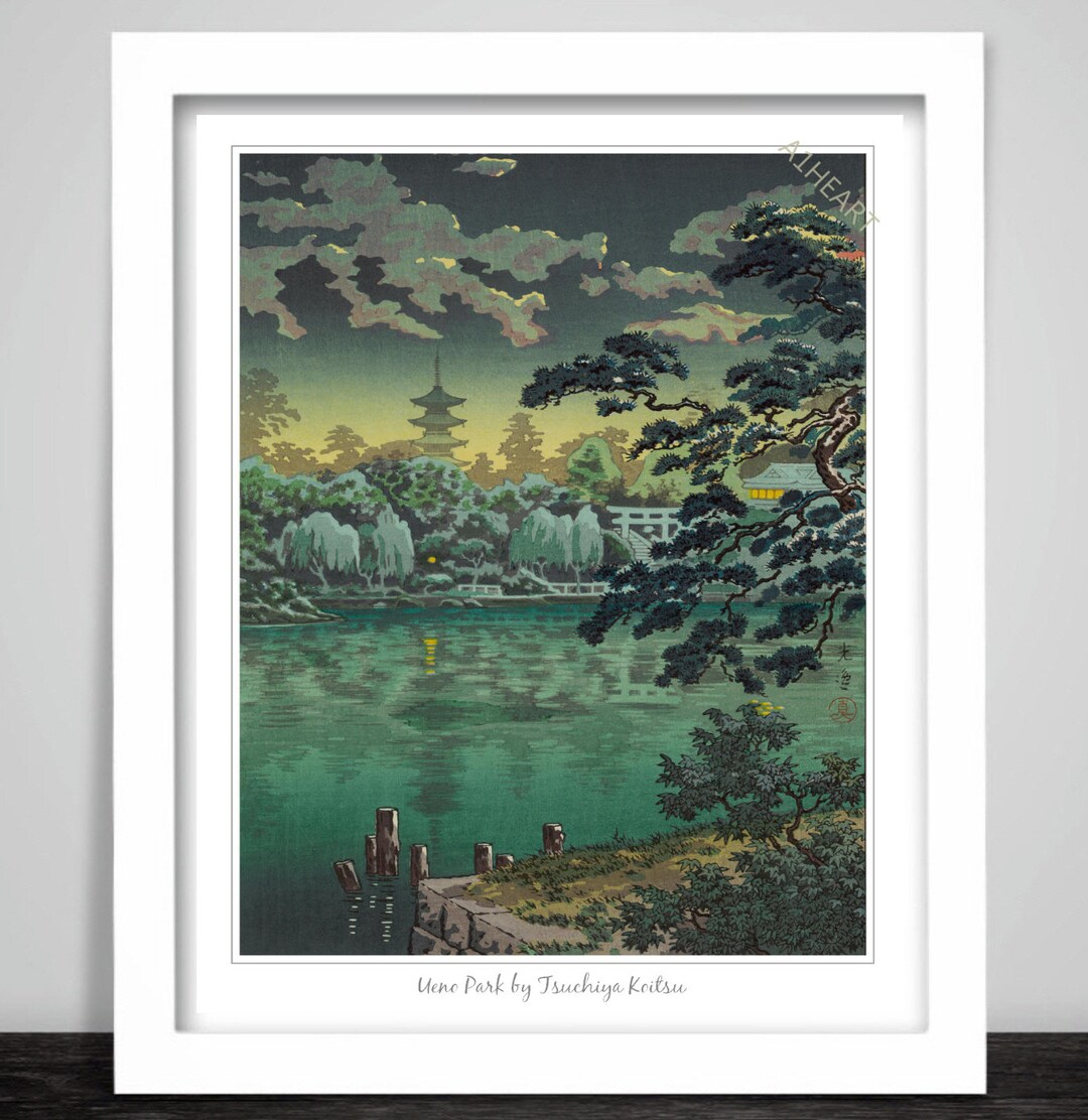 Ueno Park by Tsuchiya Koitsu Poster Print. Lake Pond at Sunset and ...
