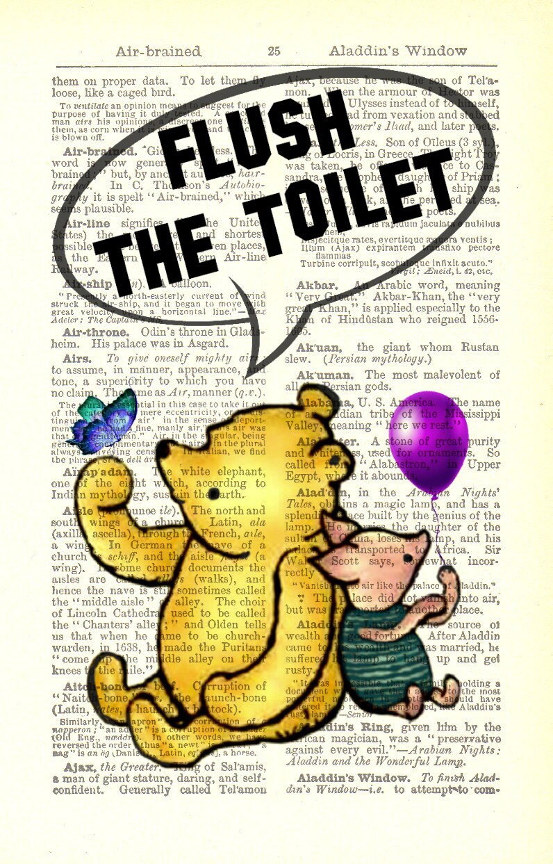 Winnie the Pooh Funny Bathroom Loo Sign Poster Flush the - Etsy UK