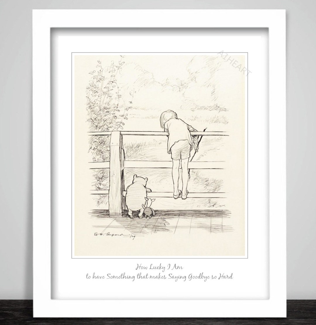 Winnie the Pooh and Christopher Robin Print Poster, How Lucky I Am It ...